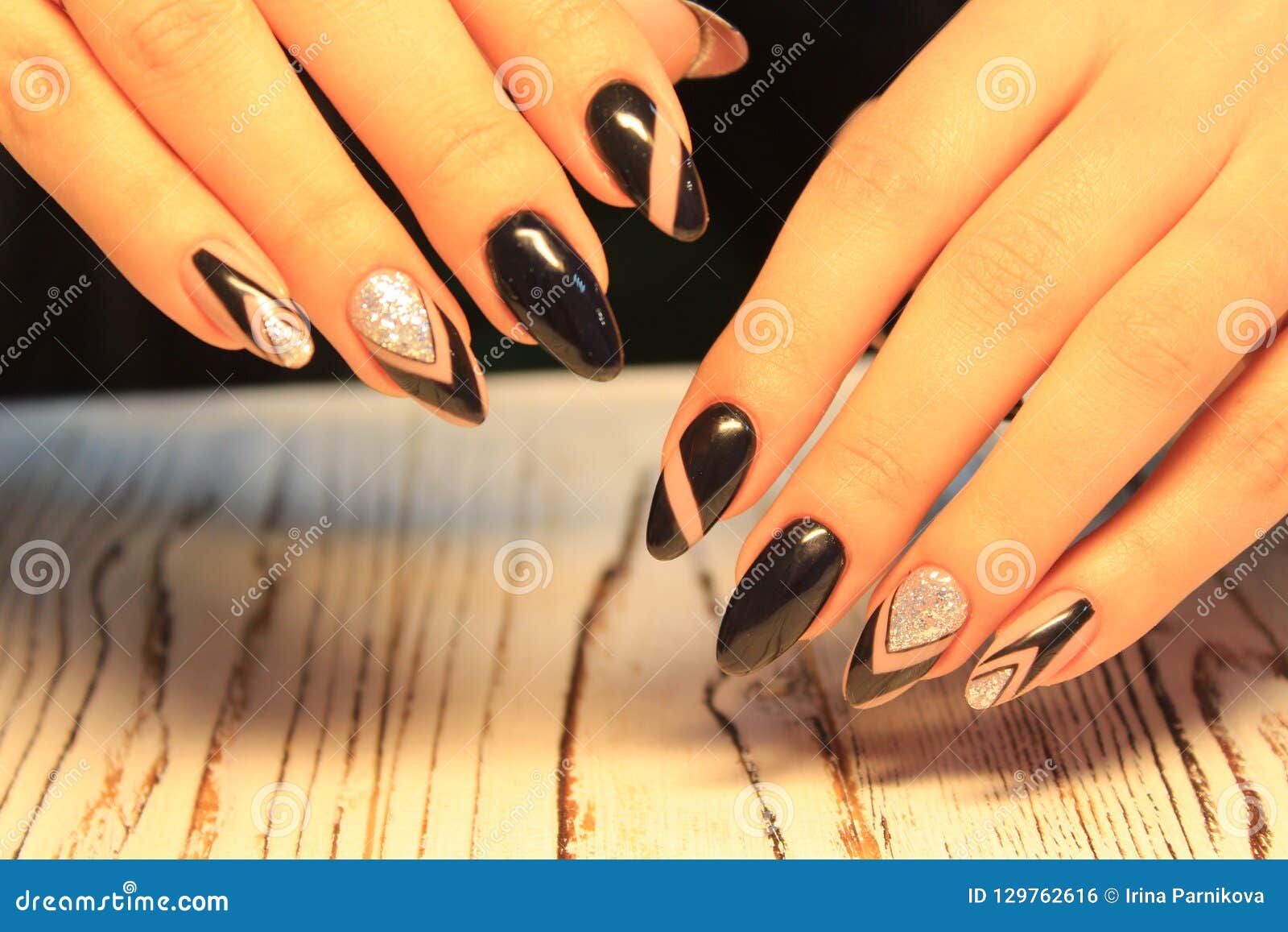 Stylish manicure design stock photo. Image of wedding - 129762616
