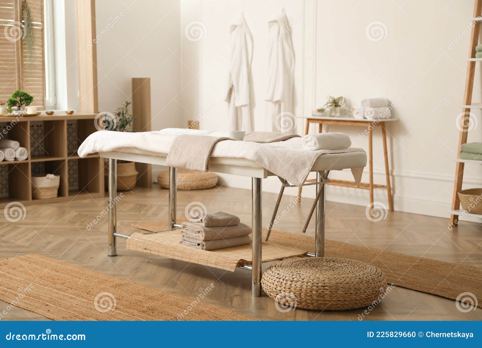 Stylish Room Interior with Spa Table in Salon Stock Photo - Image of ...