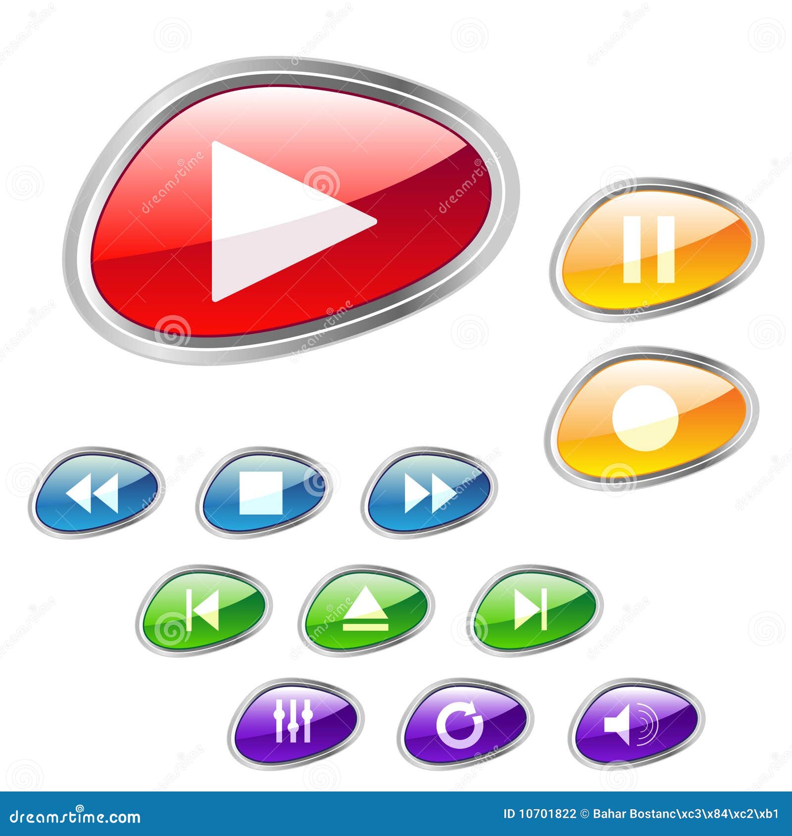 Stylish media buttons stock vector. Illustration of graphic - 10701822