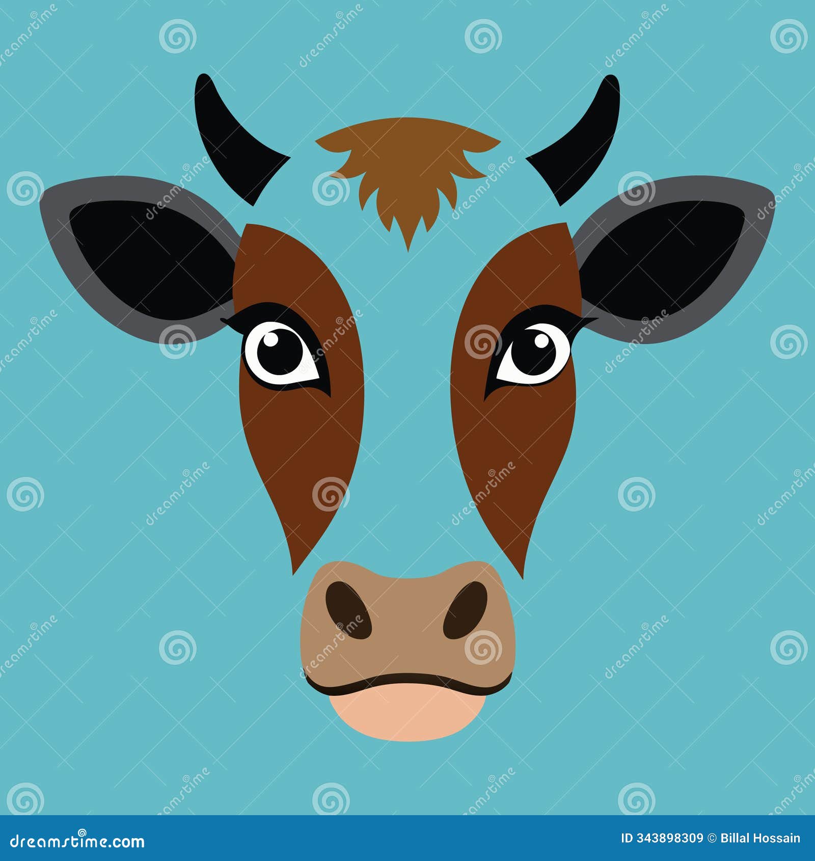 Stylish Minimal Cow Head Illustration Vector Stock Vector ...