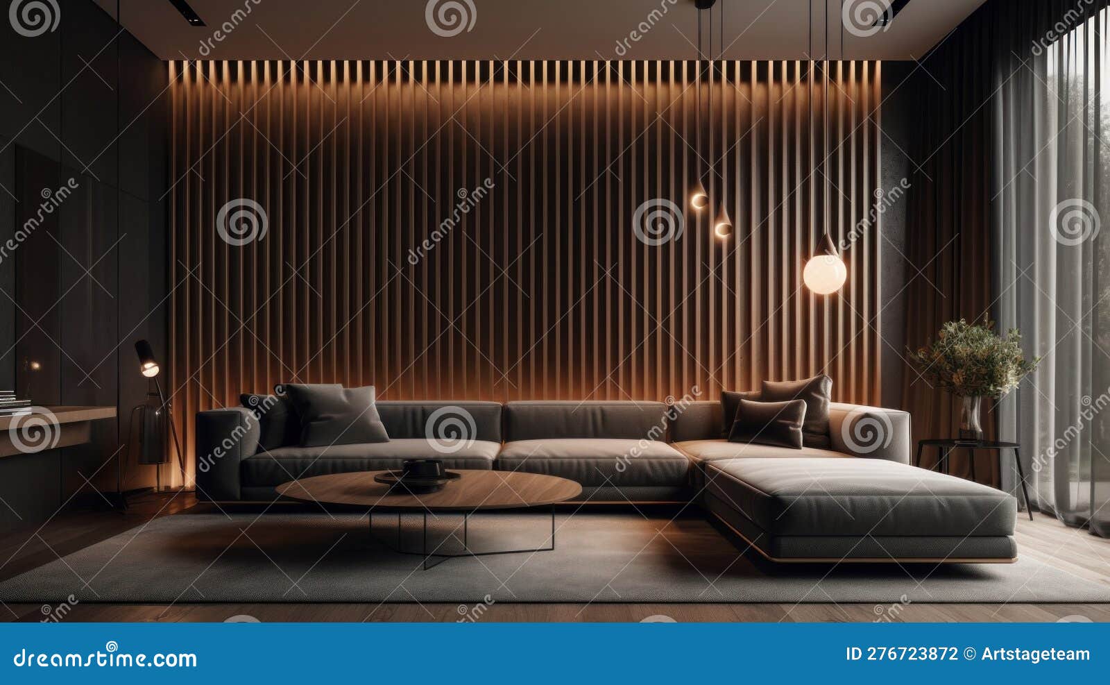 A Stylish Minimalist Design Featuring Vertical Metal Paneling. AI ...