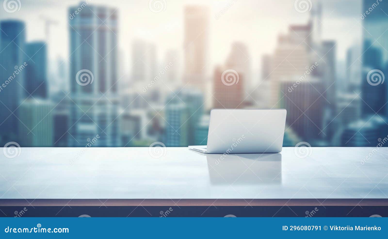 Stylish Minimalist Workspace: a Laptop on a Modern Office Desk with ...