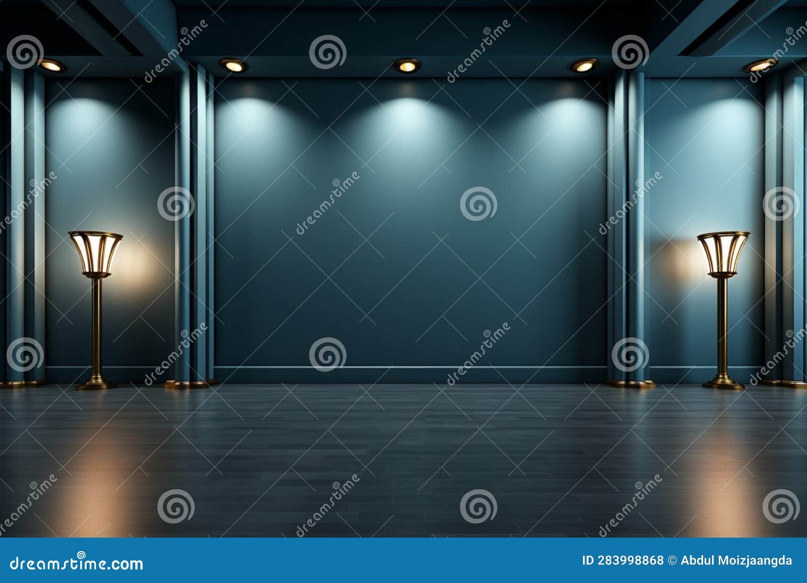 Stylish Minimalistic Backdrop with Lateral Lighting Columns on a Gray ...