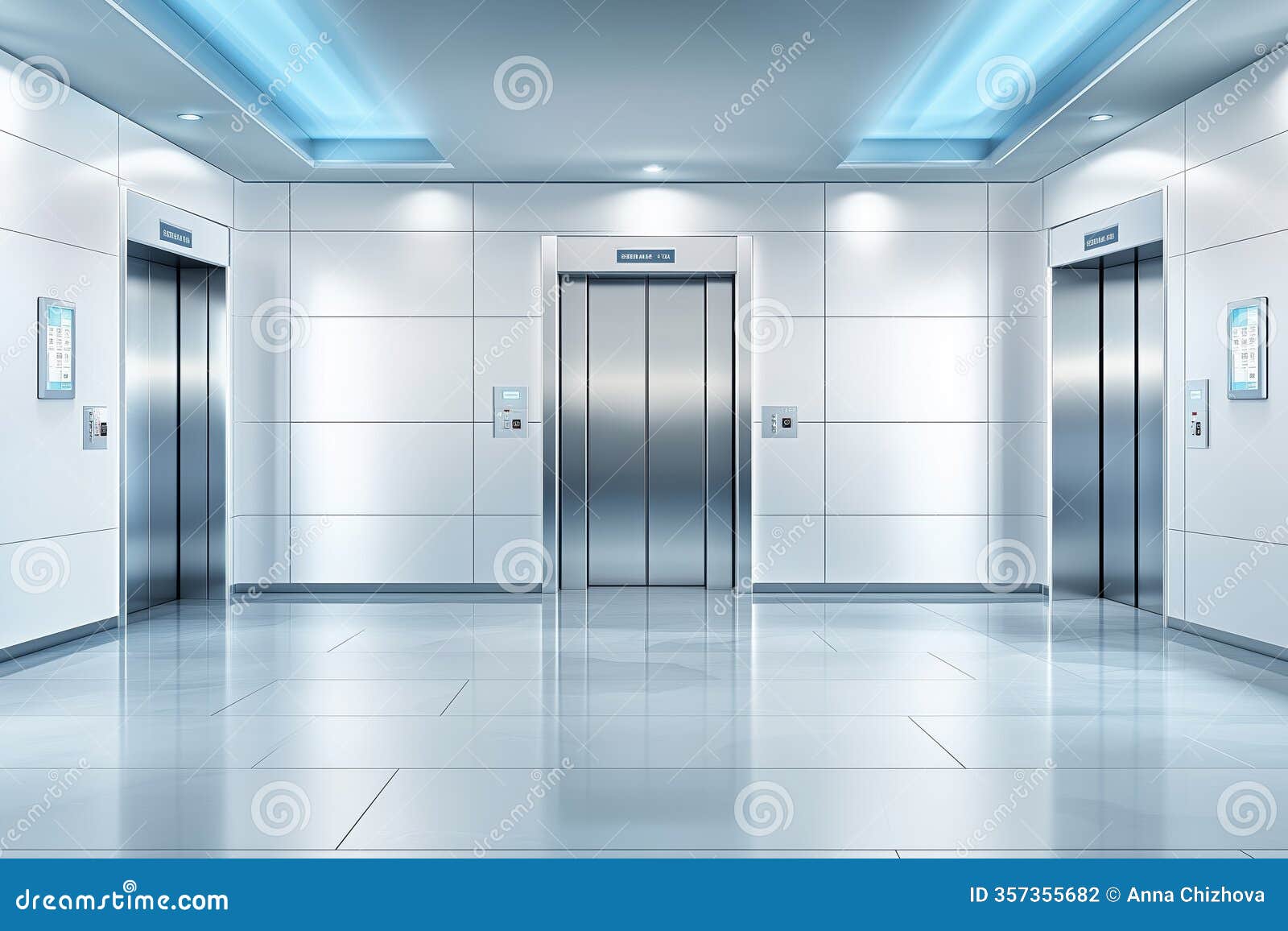 Modern Lobby with Elevators. Stock Illustration - Illustration of ...