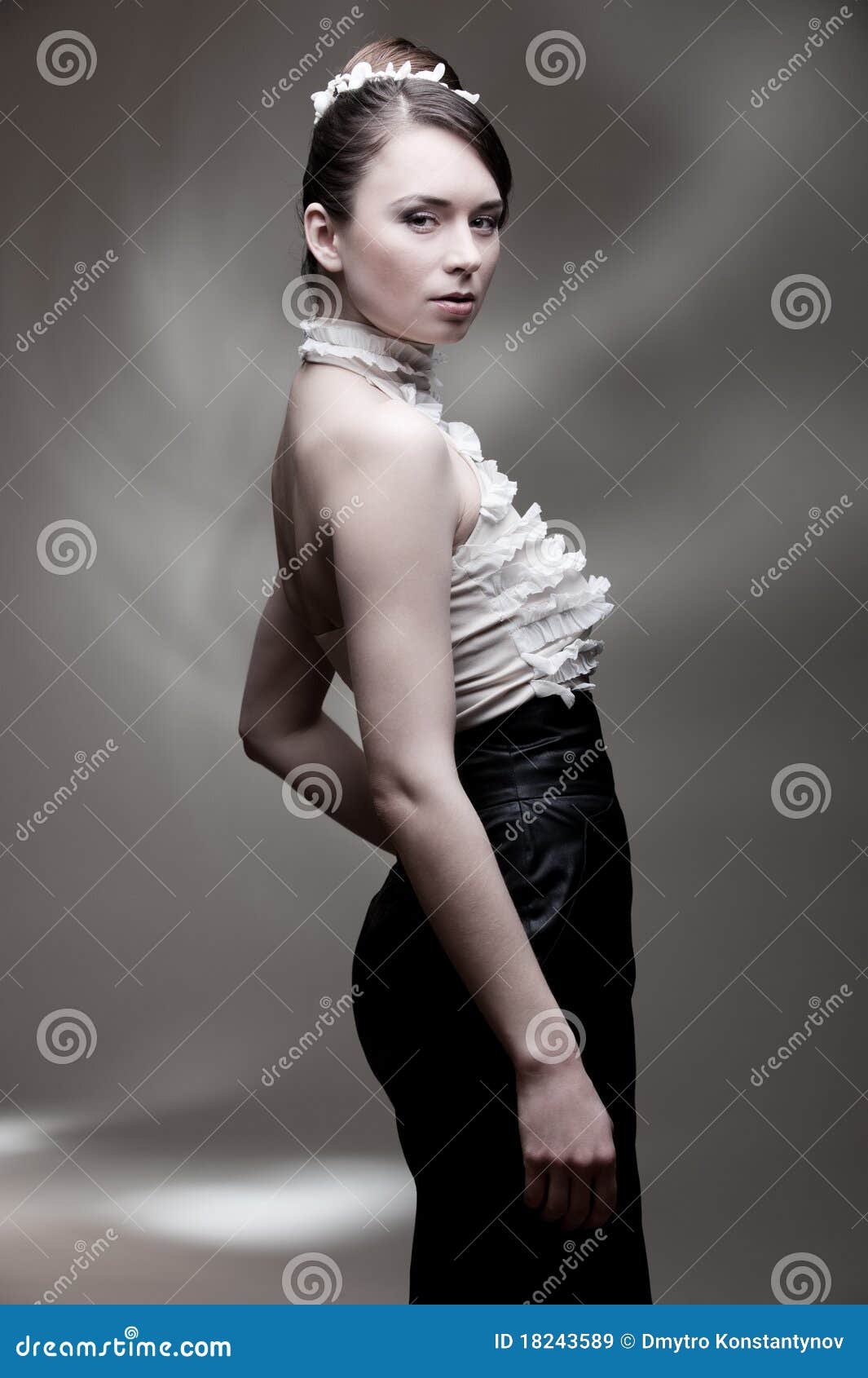 Stylish Model Over Grey Background Stock Image - Image of portrait ...