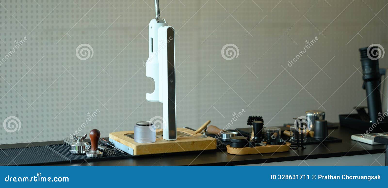 Stylish Modern Cafe Interior with Espresso Machine and Various Barista ...