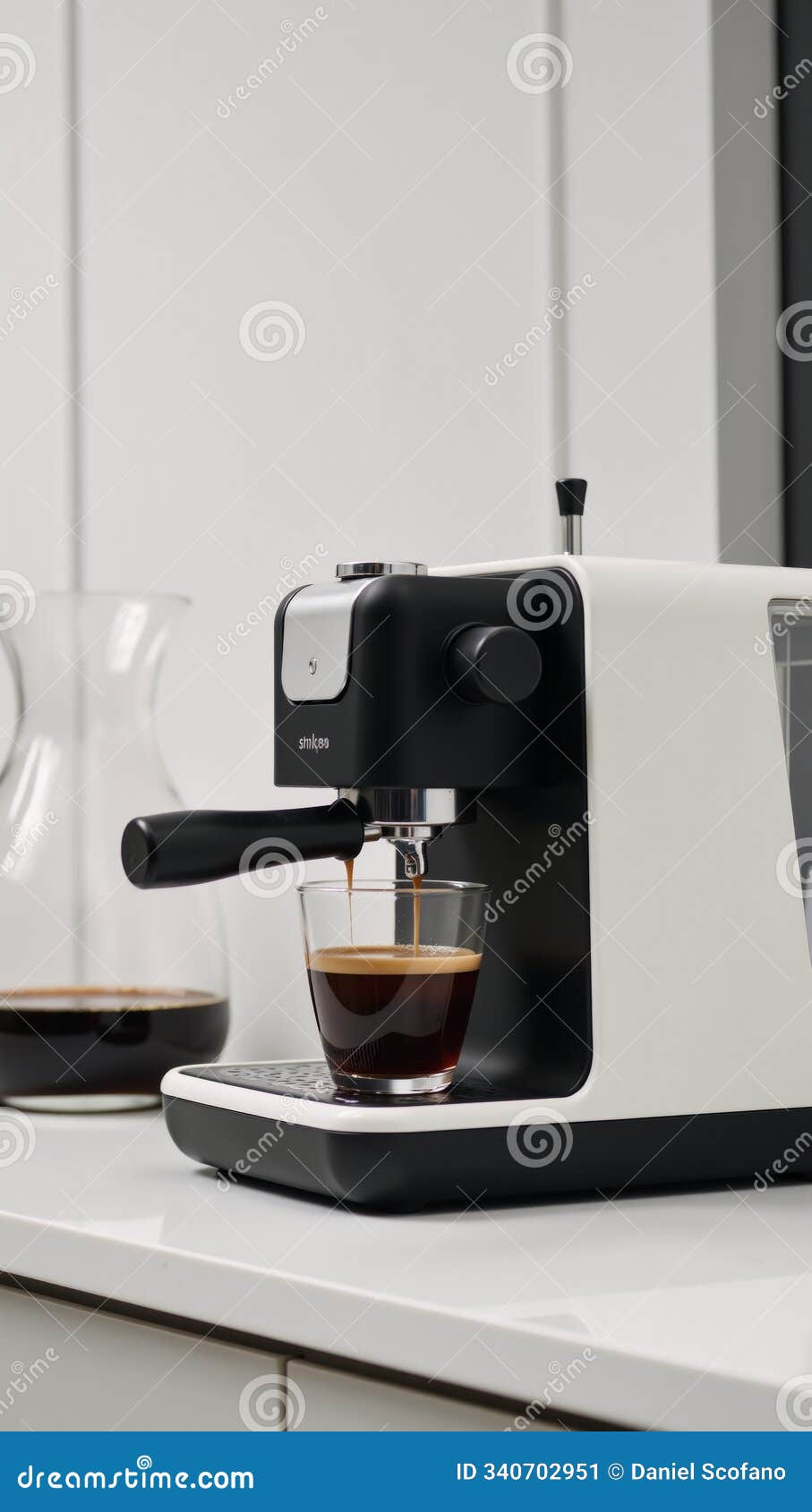 A Stylish Modern Espresso Machine Serves Up Freshly Brewed Shots Stock ...