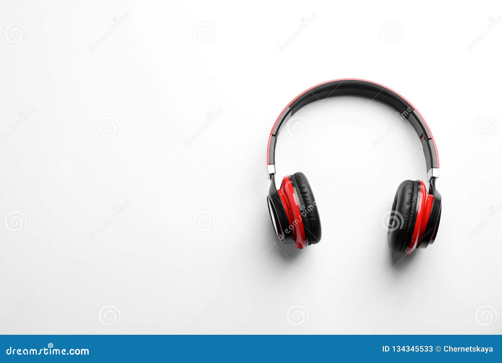 Stylish Modern Headphones with Earmuffs on White Background, Top View ...