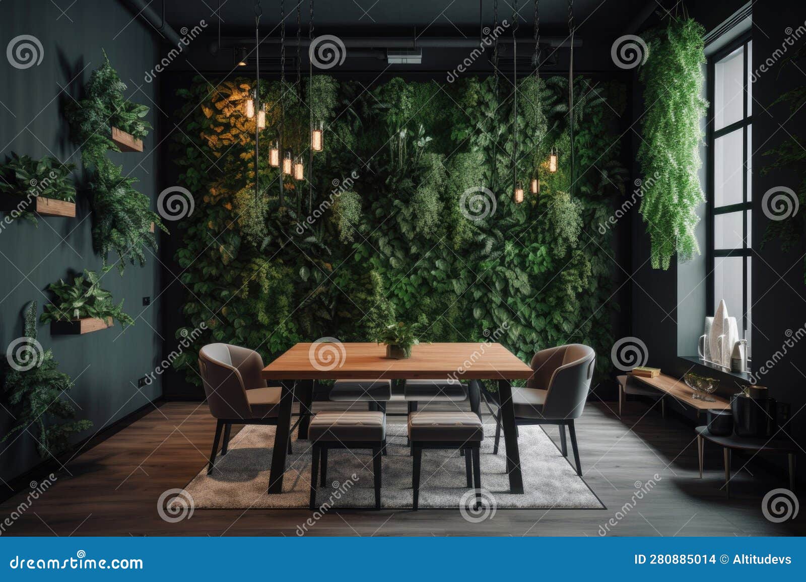 A Stylish and Modern Interior with a Wall of Greenery, Perfect for ...