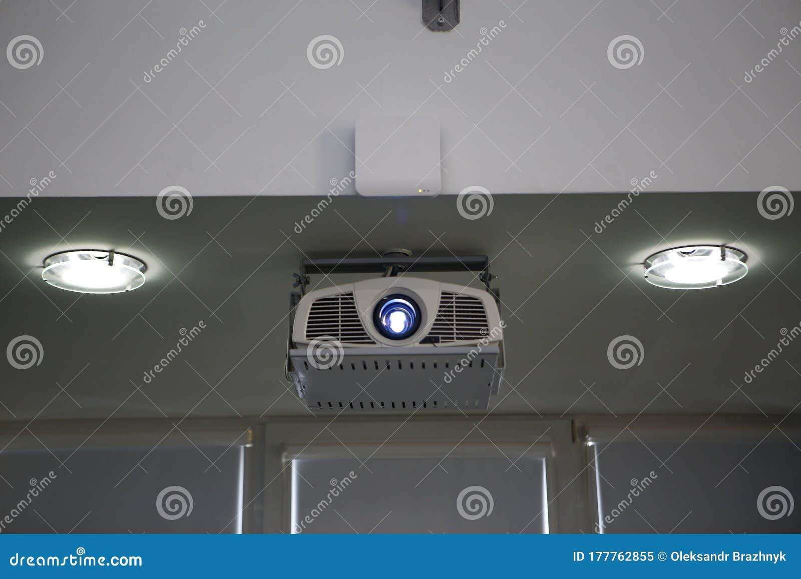 Ceiling Mounted Projector in the Conference Room Stock Image - Image of ...