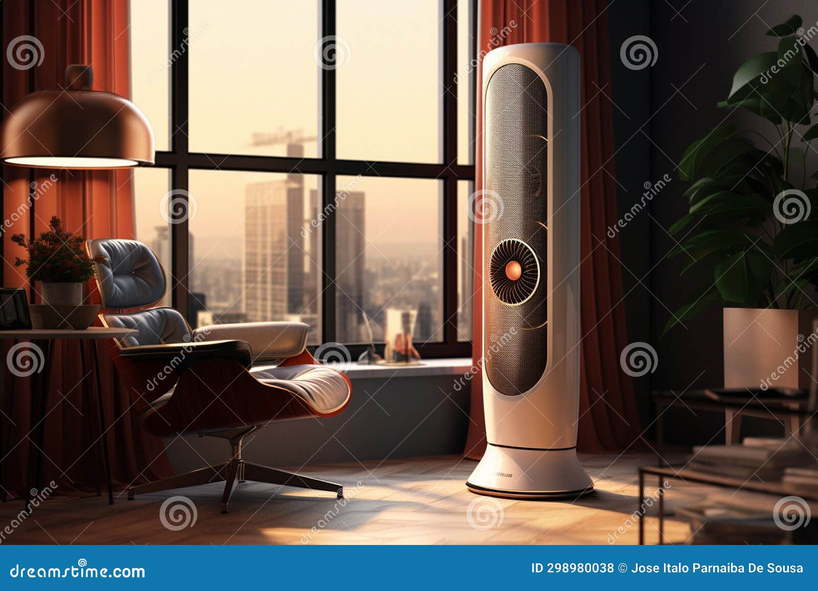 Stylish and Modern Tower Fans with Oscillation and Stock Illustration ...