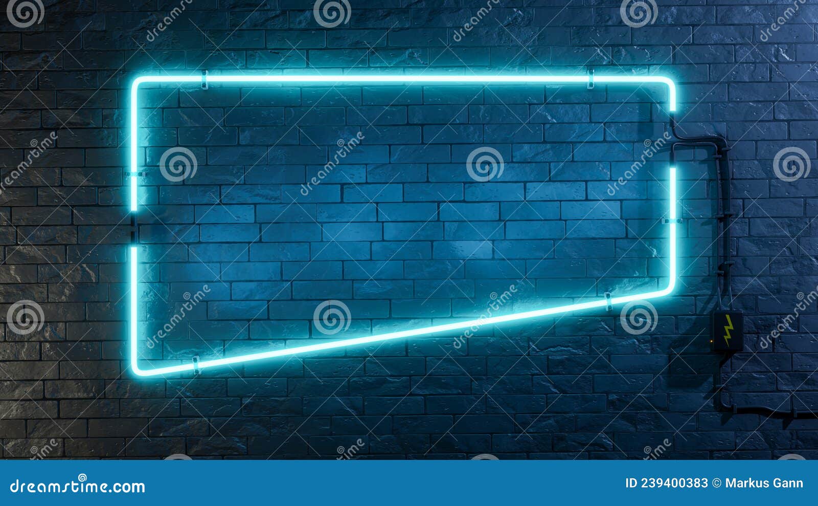 Stylish Modern Turquoise Neon Light Frame Stock Image - Image of energy ...