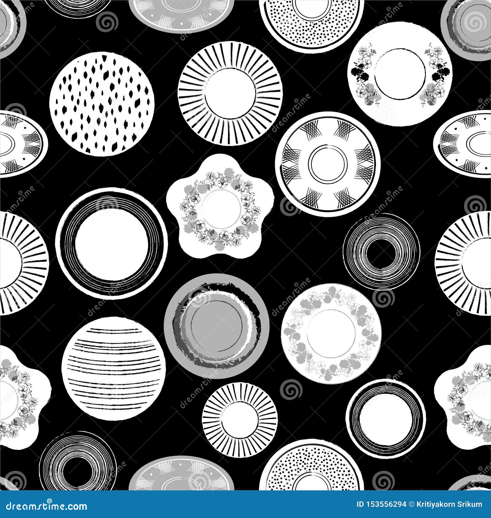 Stylish Monotone Black and White Vector Illustration of Hand Drawn ...