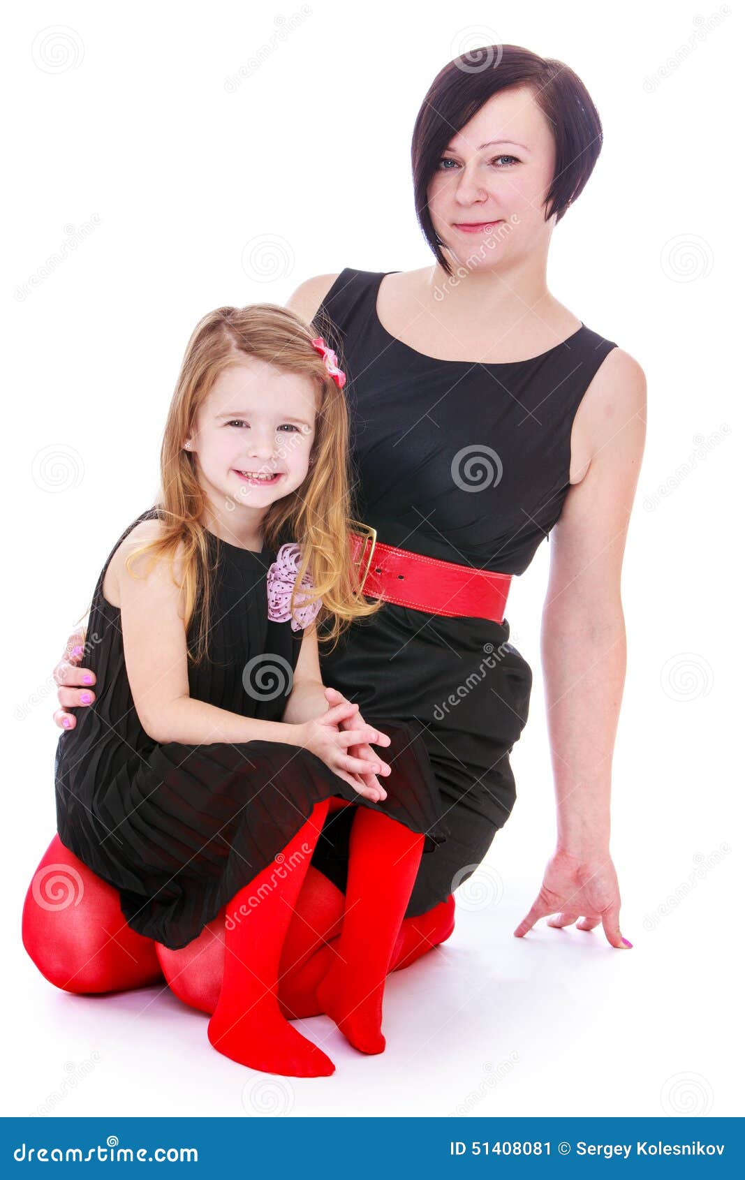 Stylish Mother and Daughter, Studio Shooting Stock Image - Image of ...