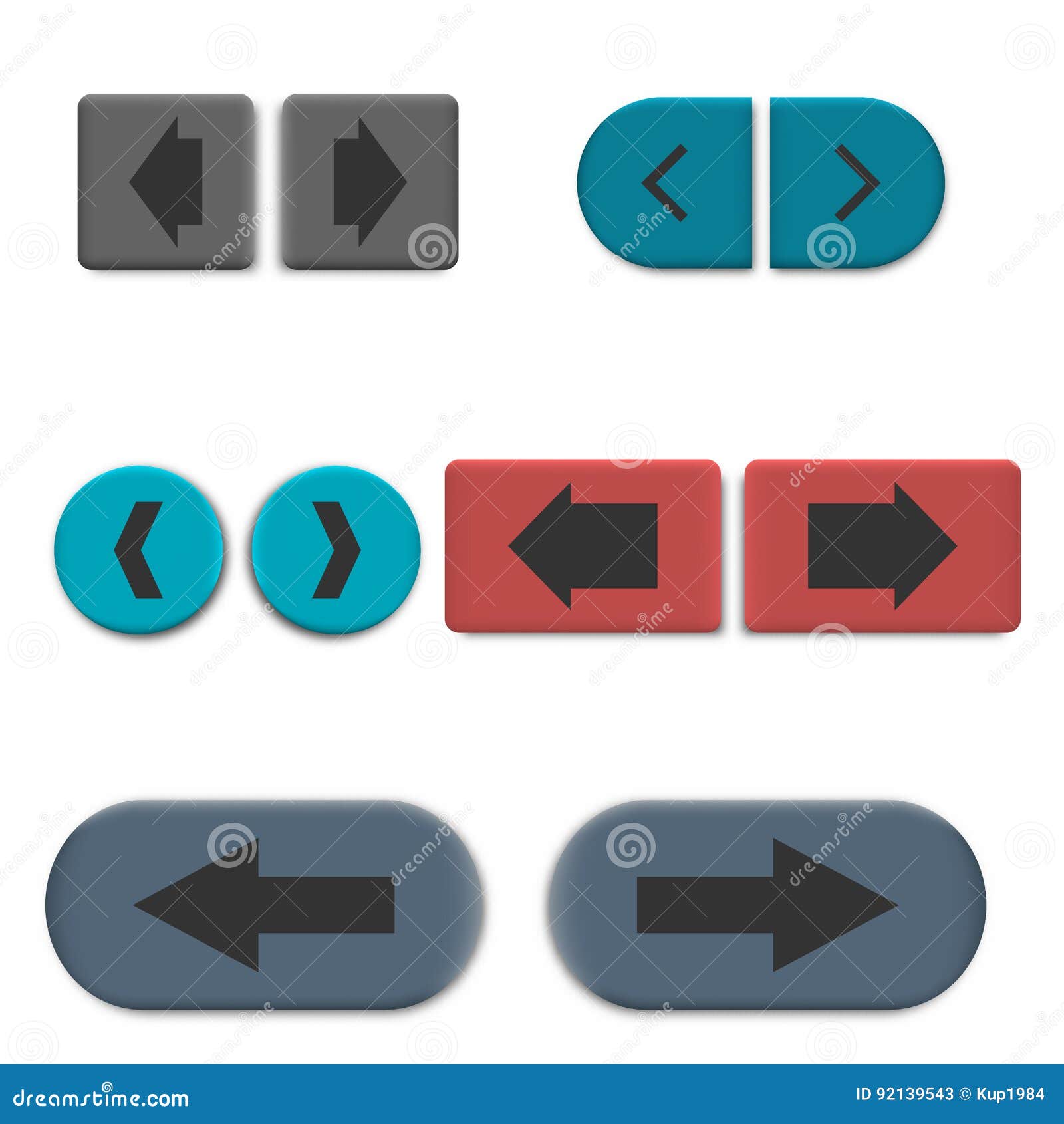 Stylish Multicolored Web Buttons With 3D Effect, Vector Illustration ...