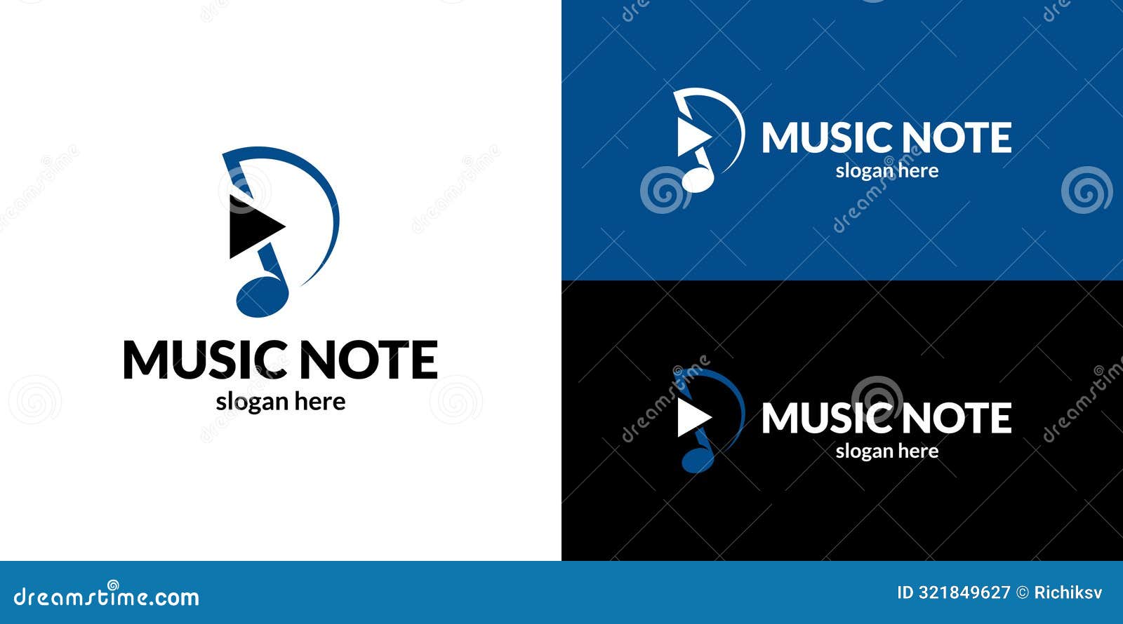 Stylish Music Note with Play Button Symbol Stock Vector - Illustration ...