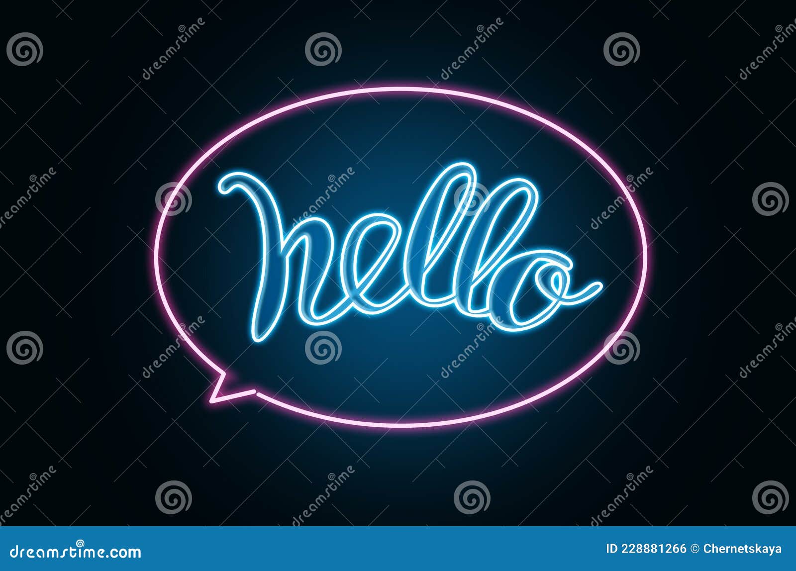 Stylish Neon Sign With Phrase Hello World On Brick Wall Stock Image ...