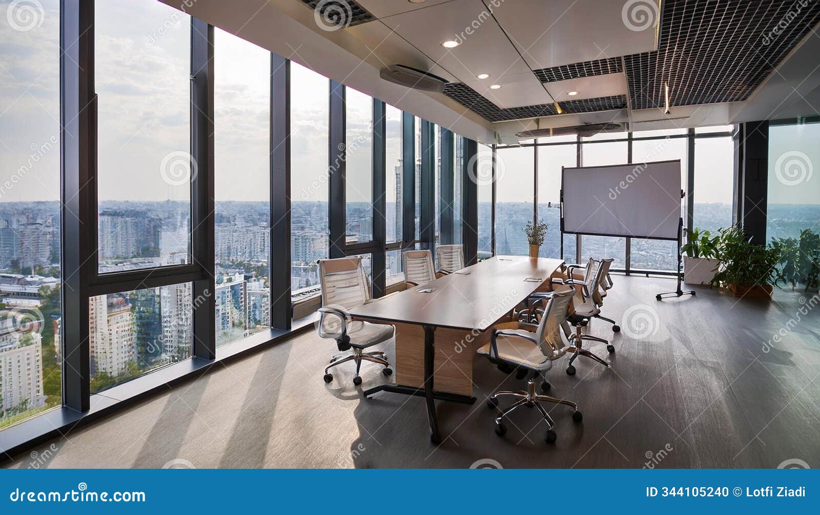 Stylish Office Room Interior with Board and Projection Screen ...