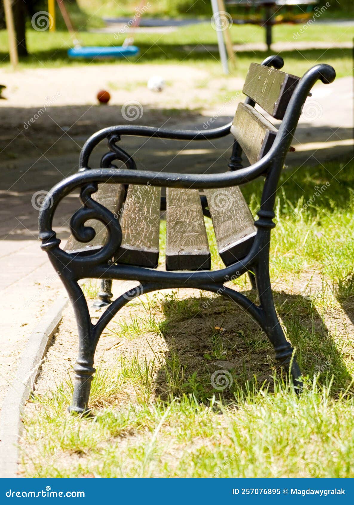 Stylish Old-fashioned Bench in Park. Stock Image - Image of gardening ...