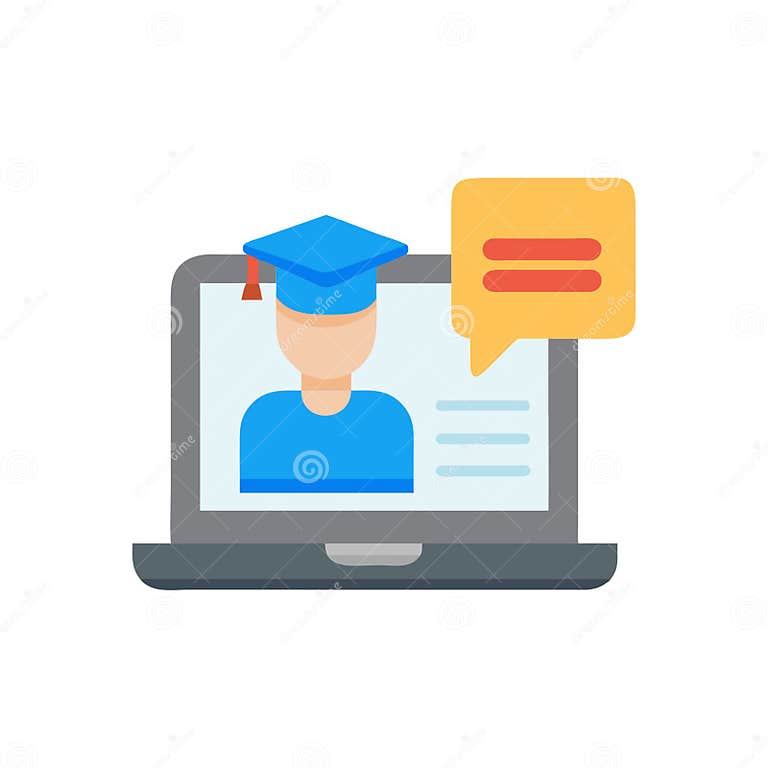 Stylish Online Student Icon for E-learning Stock Illustration ...