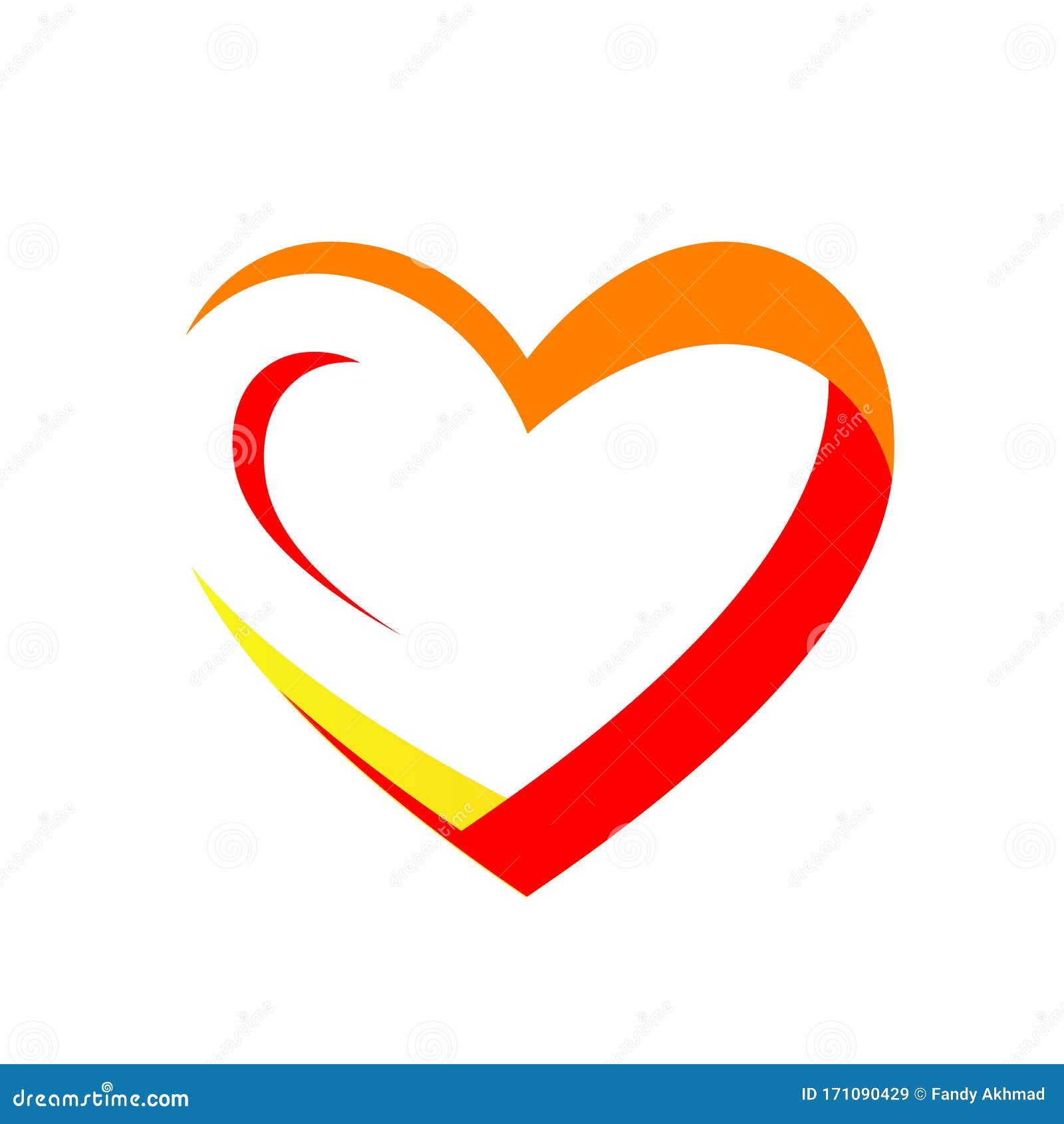Stylish Orange Love Heart Logo Design Vector Illustration Stock Vector ...