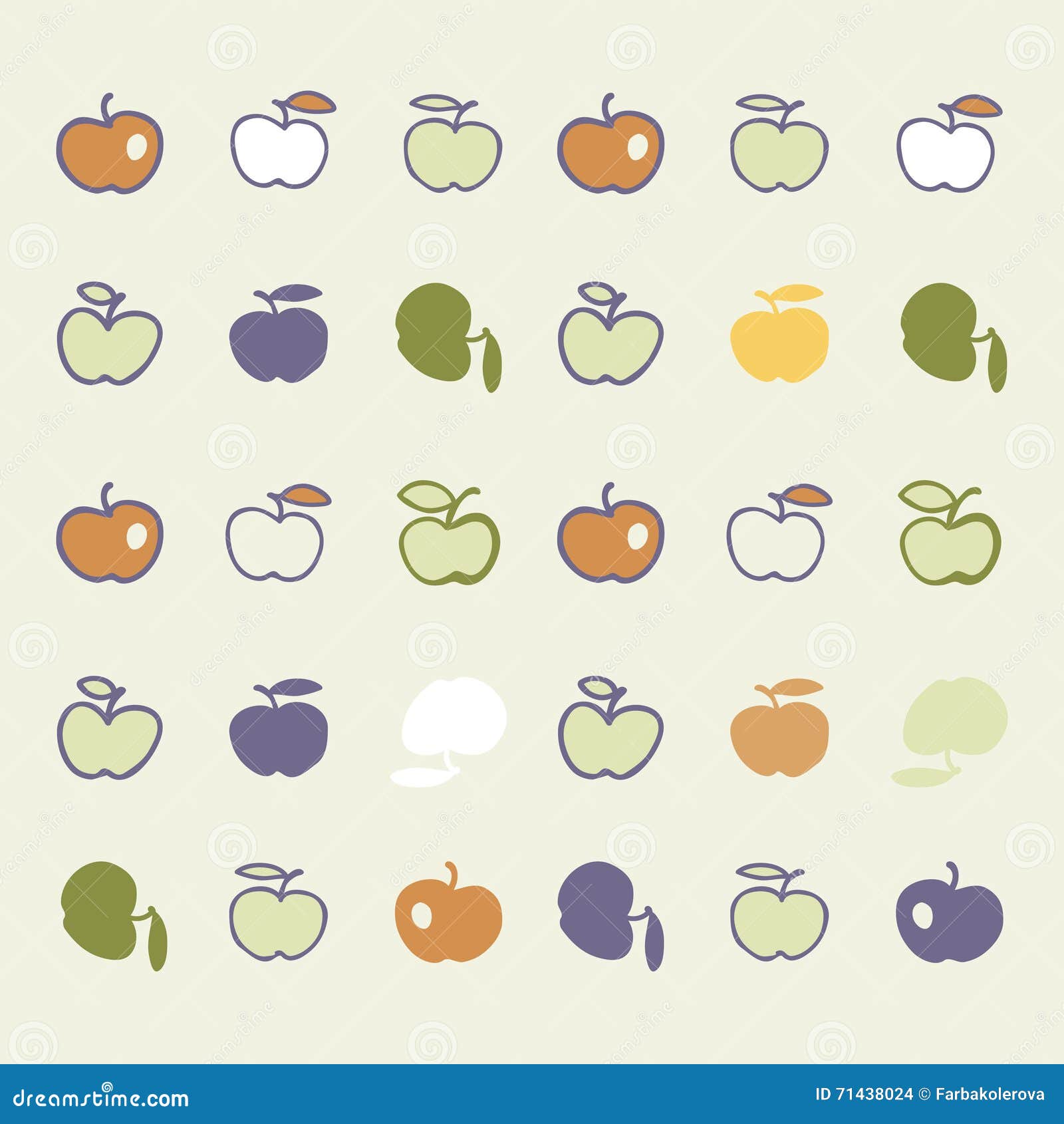 Stylish Pattern with Color Abstract Apples. Vector Illustration. Stock ...