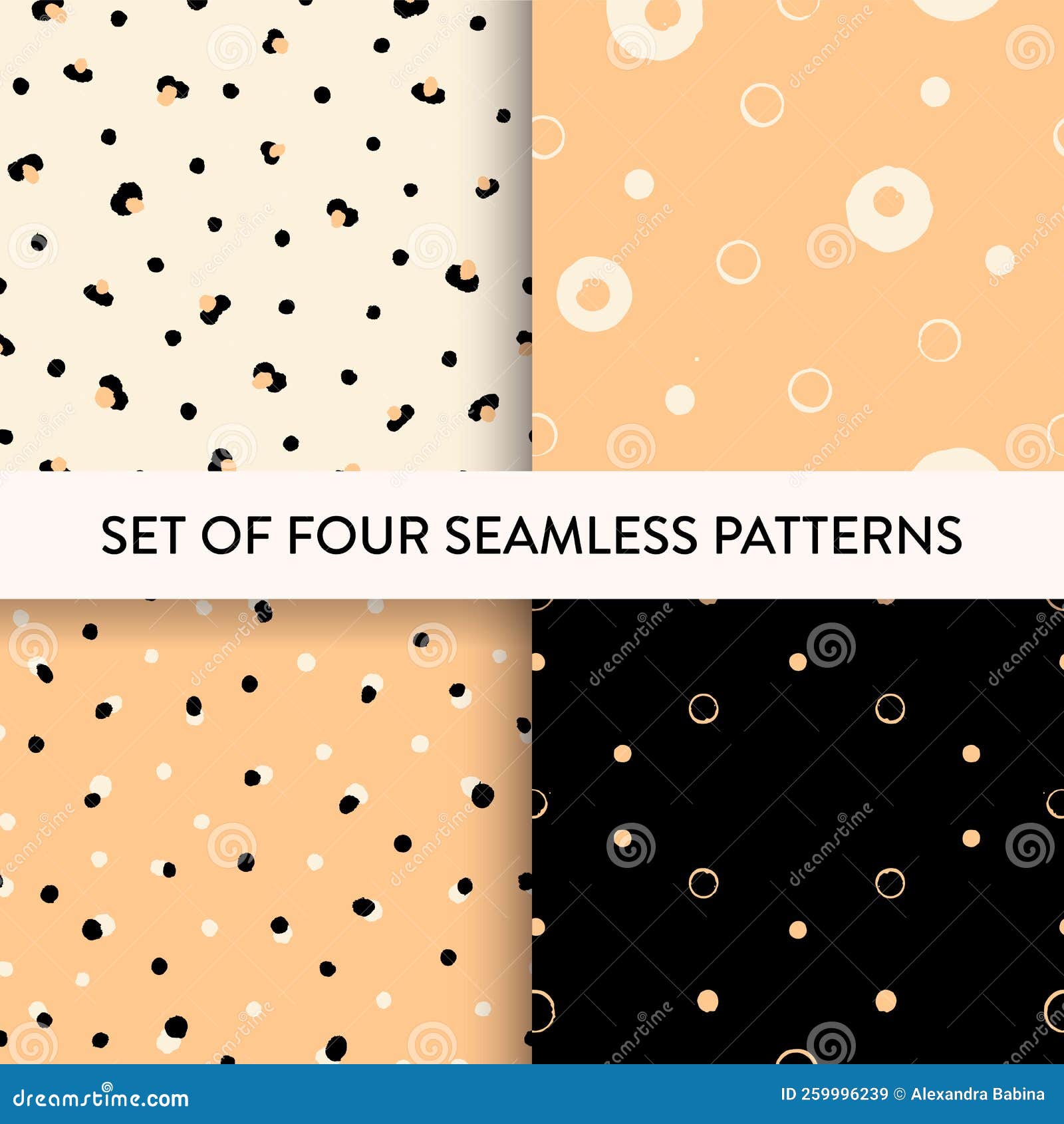 Stylish Pattern Set with Polka, Spots, Circles. Stock Vector ...