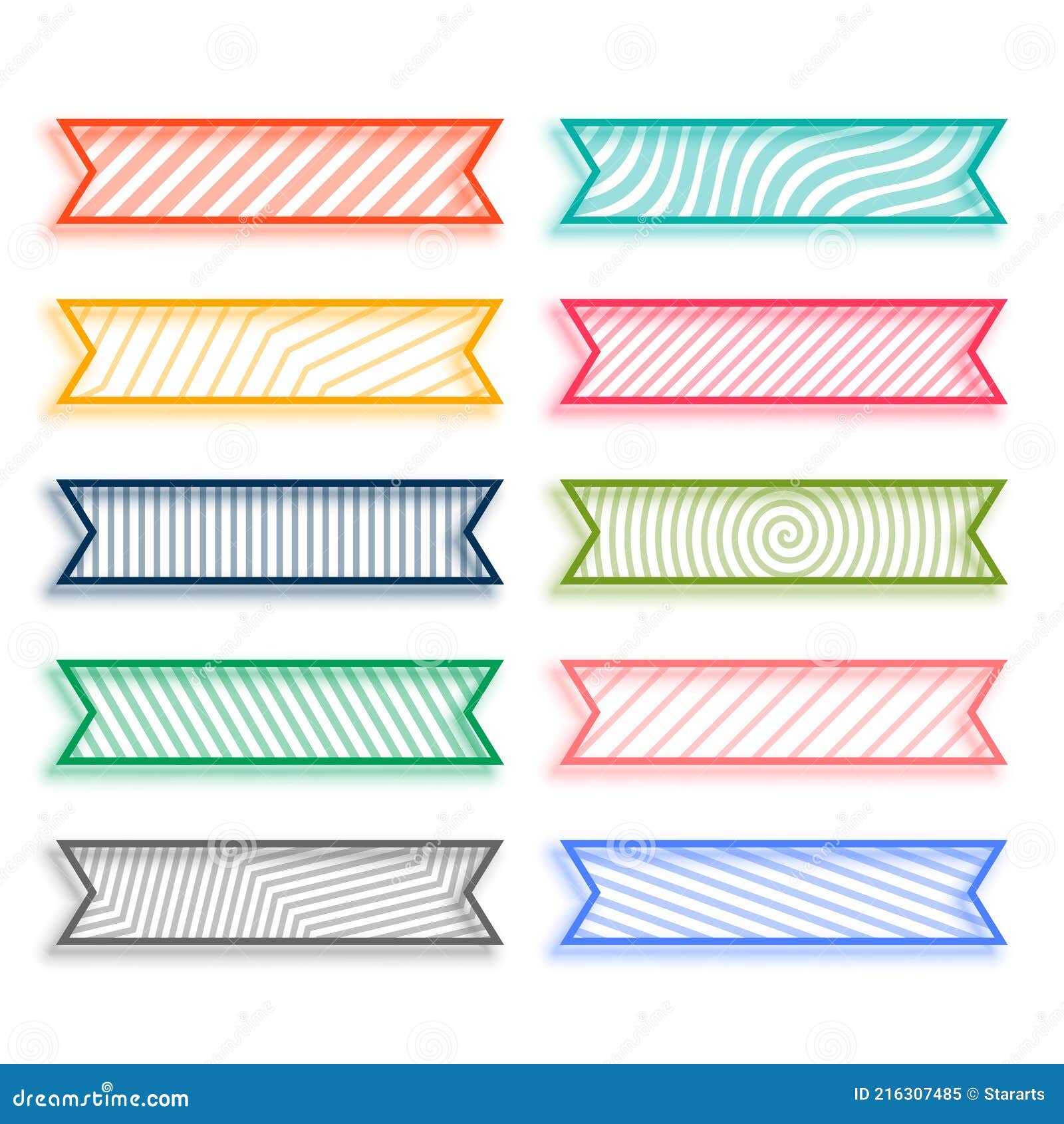 Stylish Patterned Ribbons Set of Ten Stock Vector - Illustration of ...