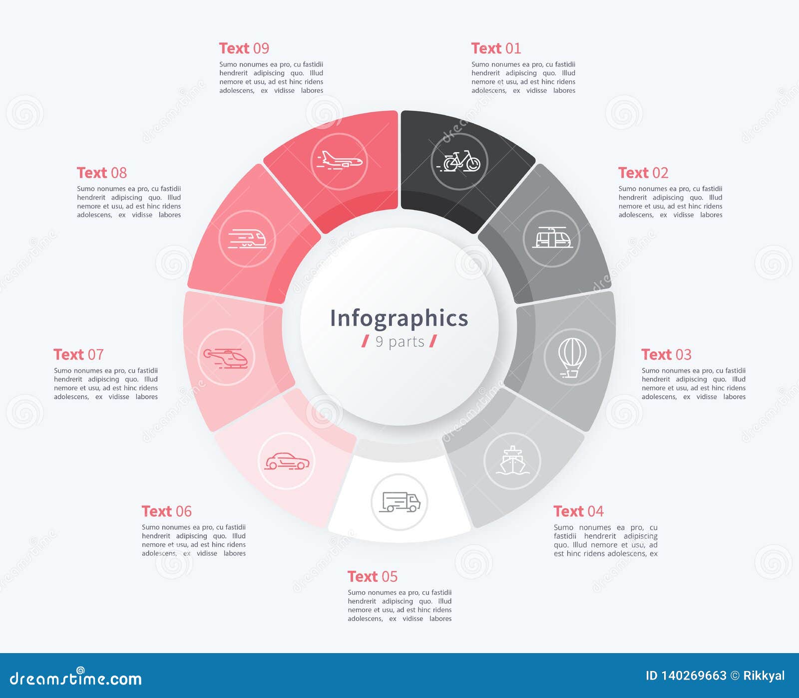 Stylish Pie Chart Circle Infographic Template. 9 Parts Stock Vector ...