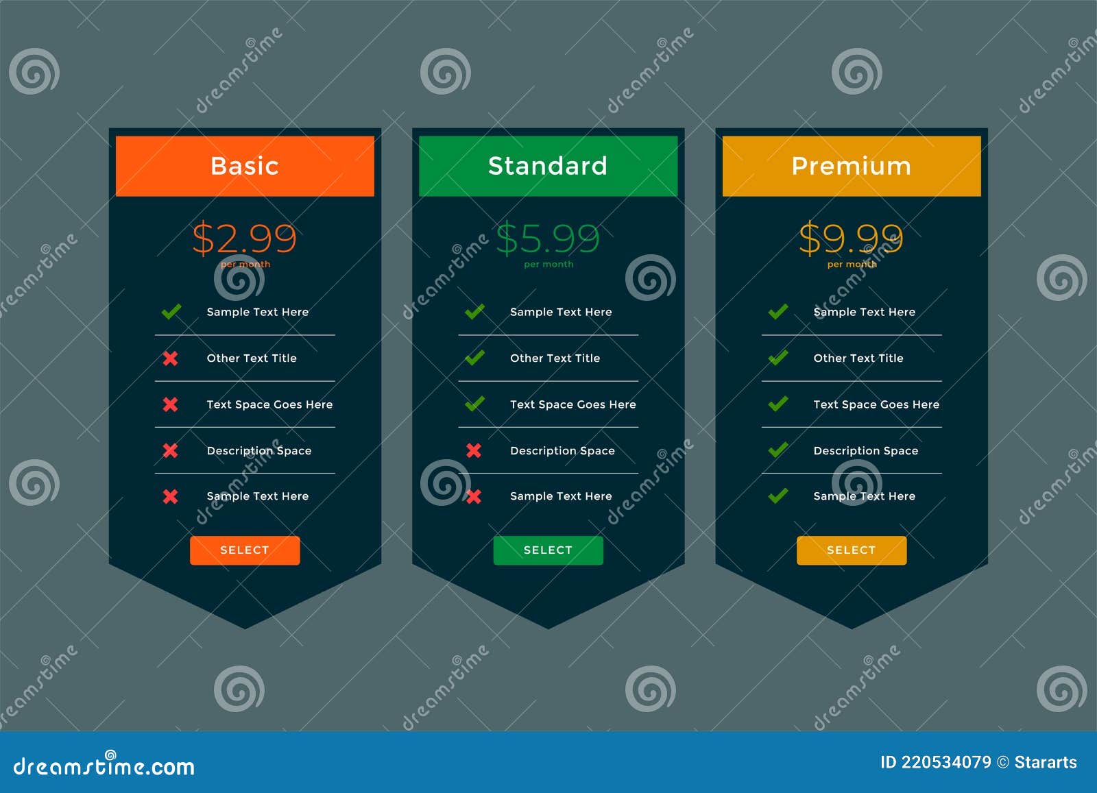 Stylish Plans and Pricing Comparision Template Stock Vector ...
