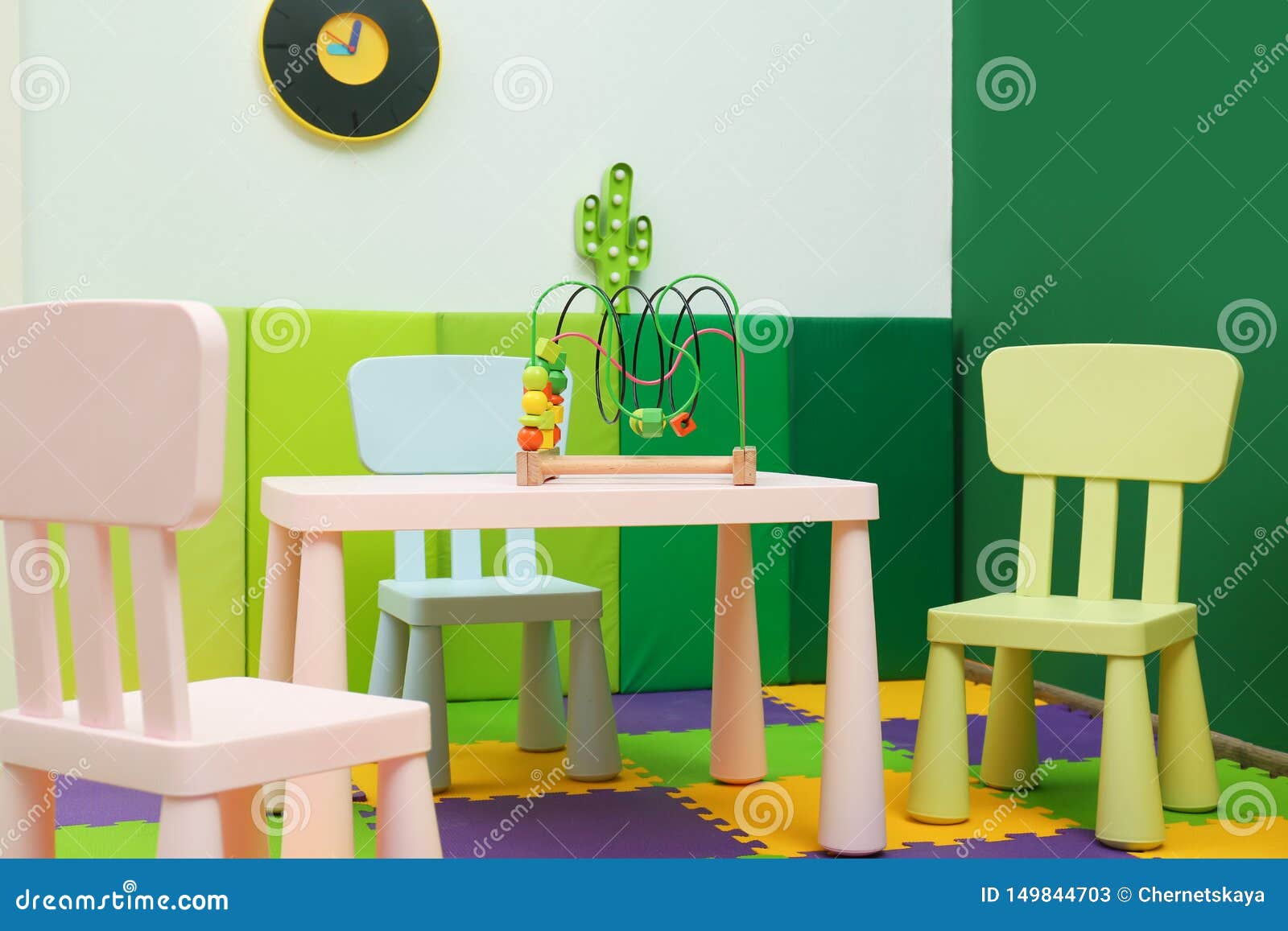 Stylish Playroom Interior with Table Stock Image - Image of house, game ...
