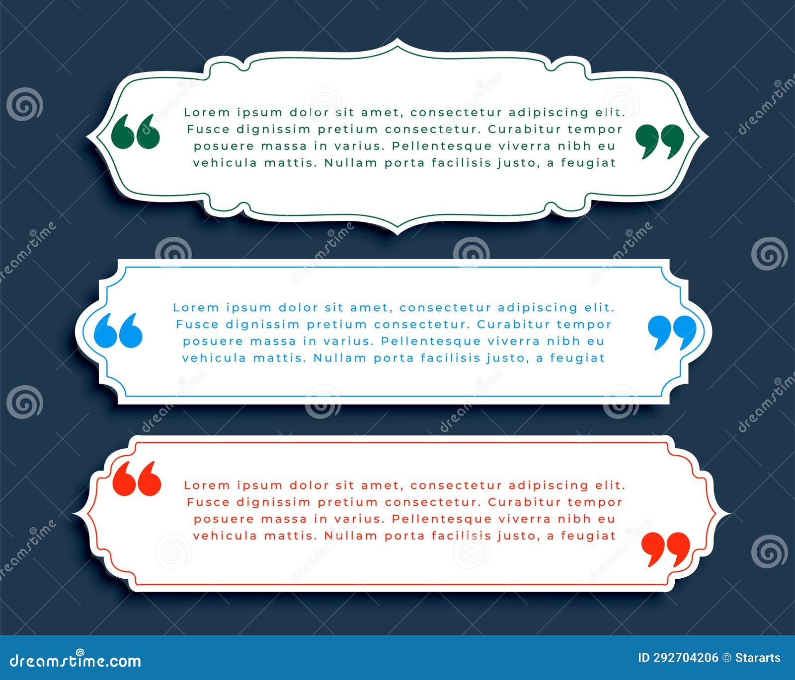 Stylish Quotation Comma Sign Template in Set of Three Stock ...