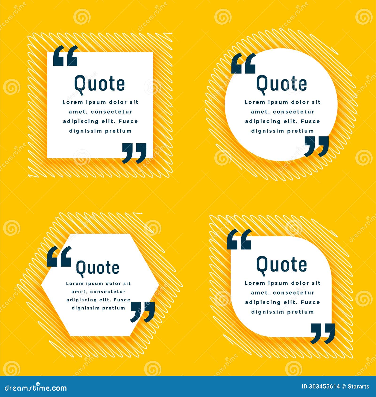 Stylish Quotation Mark Sign Template in Set Stock Vector - Illustration ...