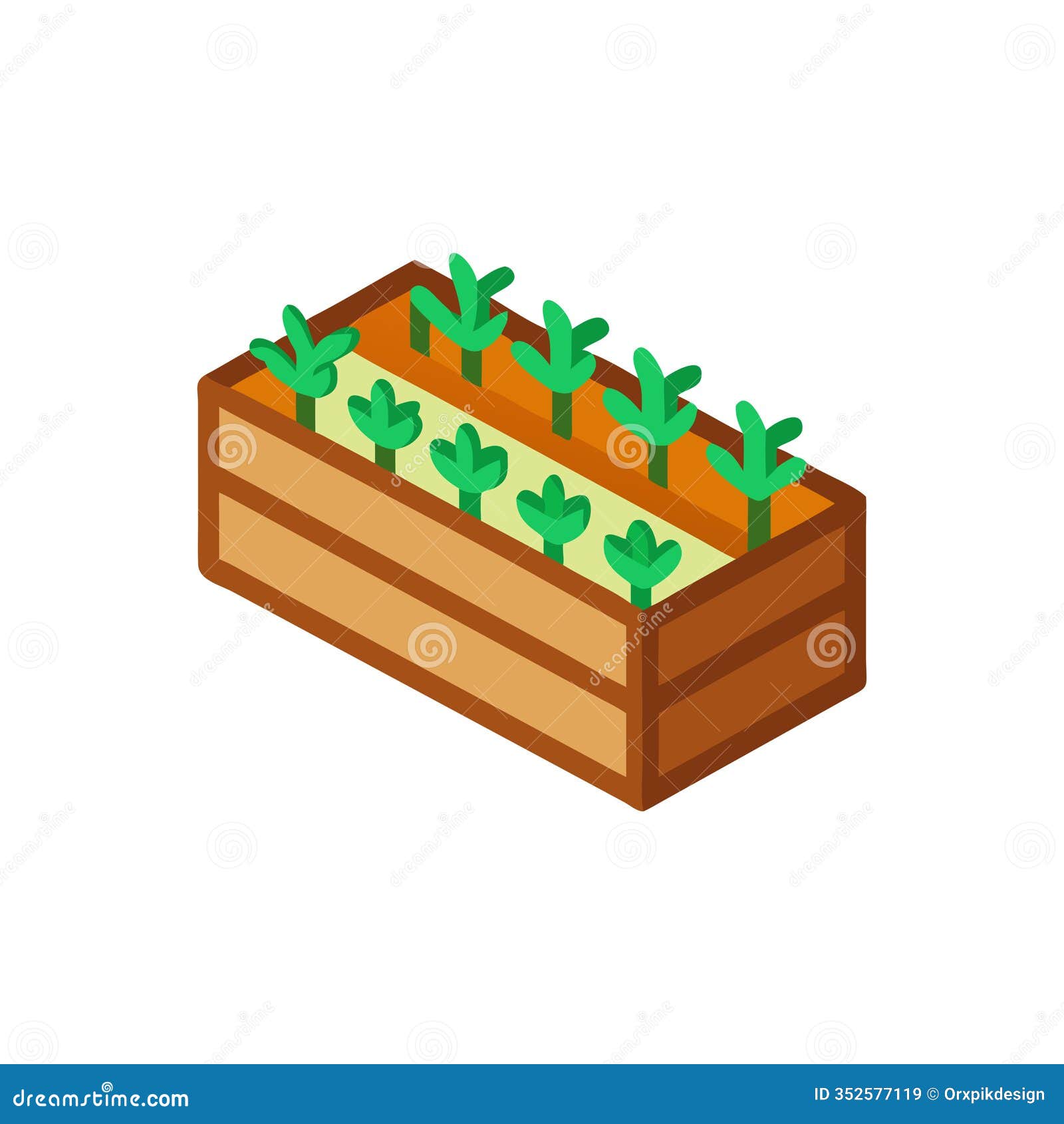 Raised Garden Bed With Fresh Cabbages Growing In Rich Soil 2D Cartoon ...