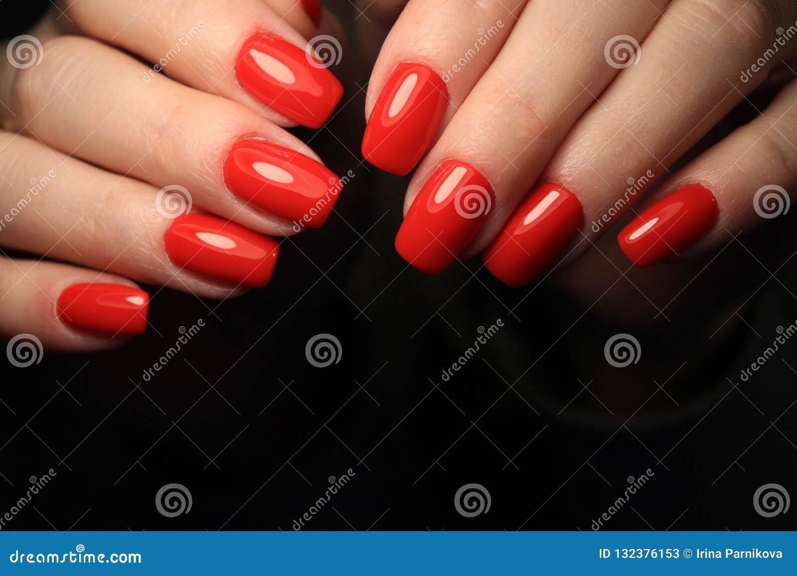 Stylish red manicure stock image. Image of elegant, bright - 132376153