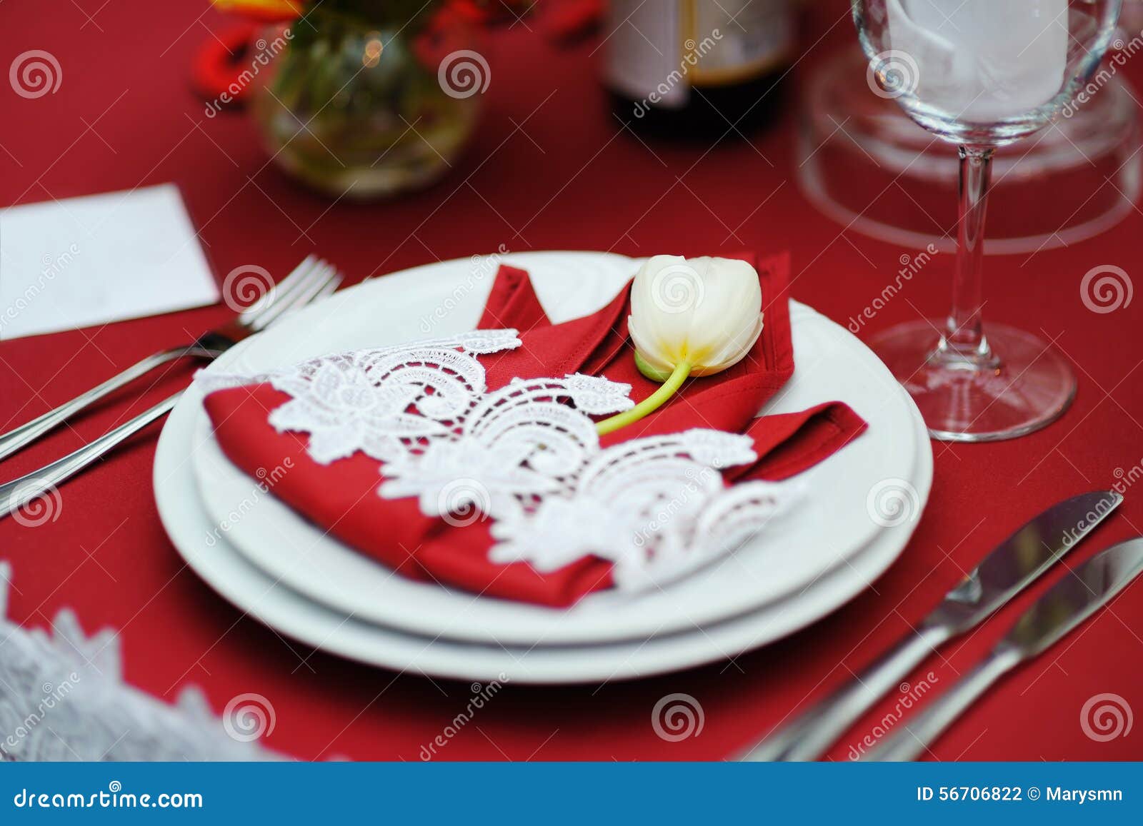 Stylish red table set stock photo. Image of accessories - 56706822