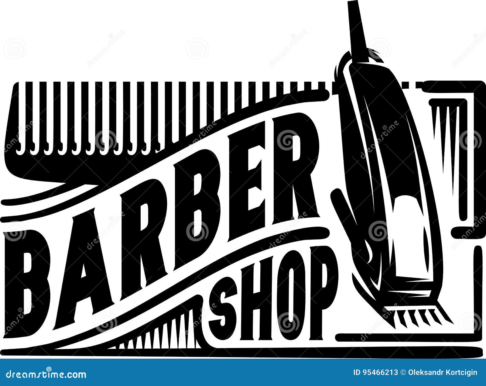 Stylish Retro Icon with a Comb and a Machine for the Barber Shop Stock ...