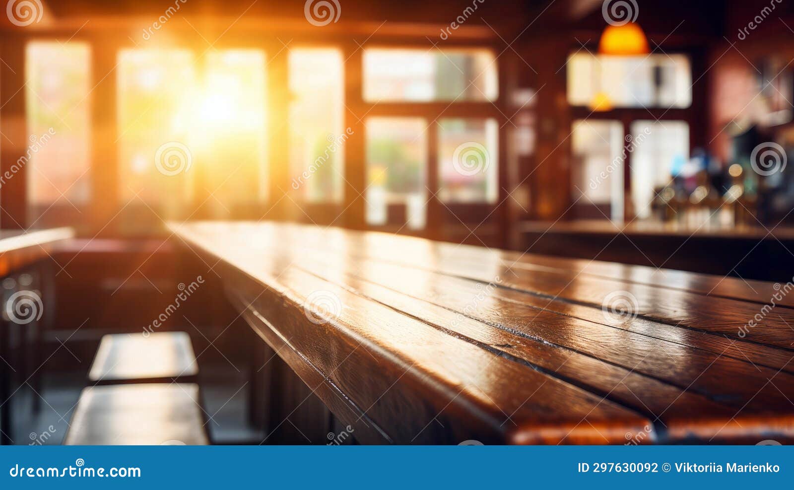 Stylish Retro Setting: Empty Wooden Table Top, a Classic Pub ...