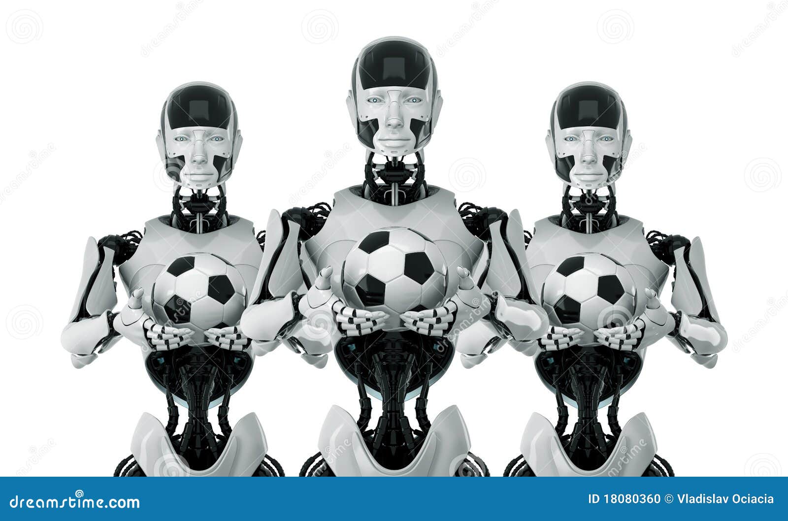 Stylish Robots with Football Balls Stock Illustration - Illustration of ...