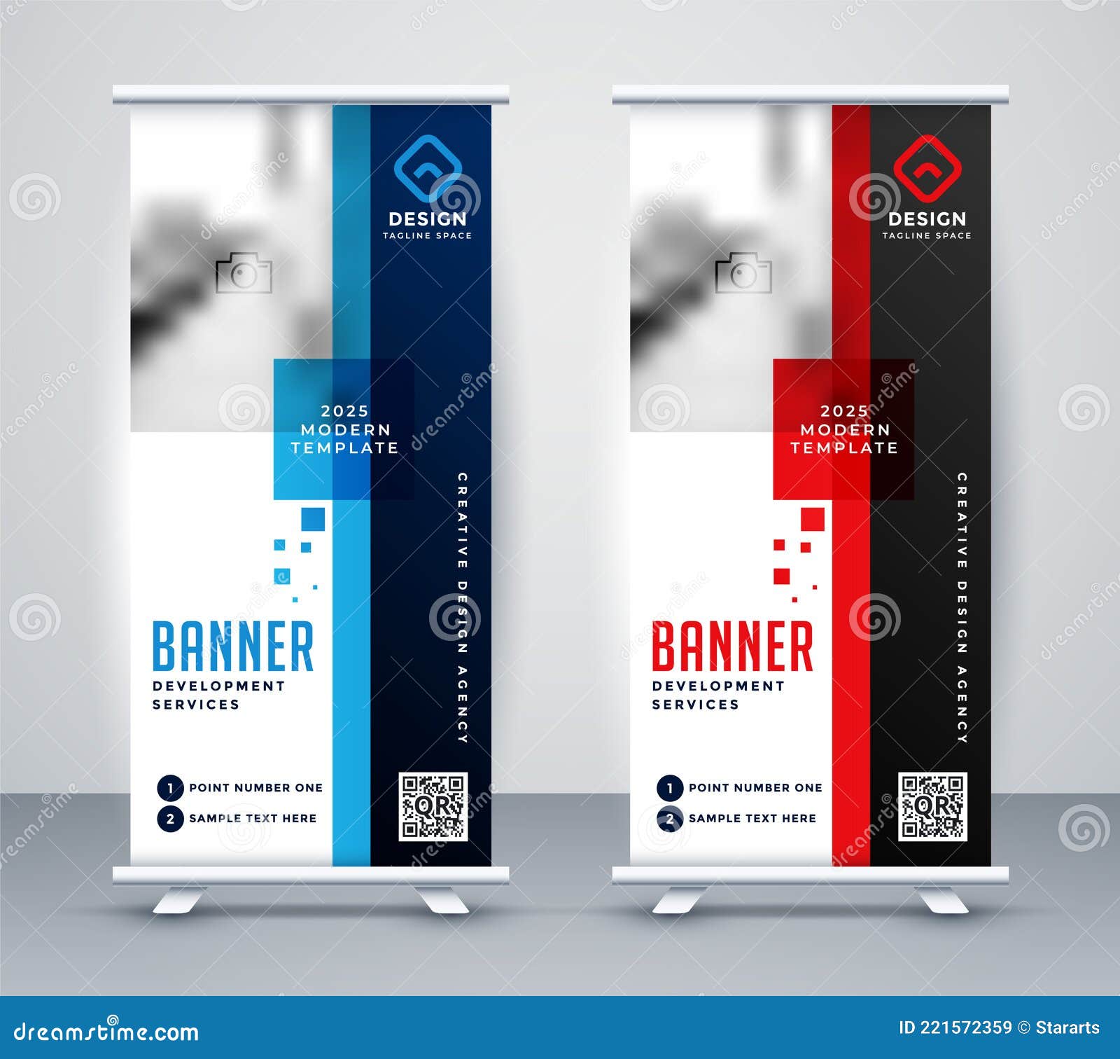 Standee Banner Mockup. Realistic White Roll Up Billboard. Narrow Or ...