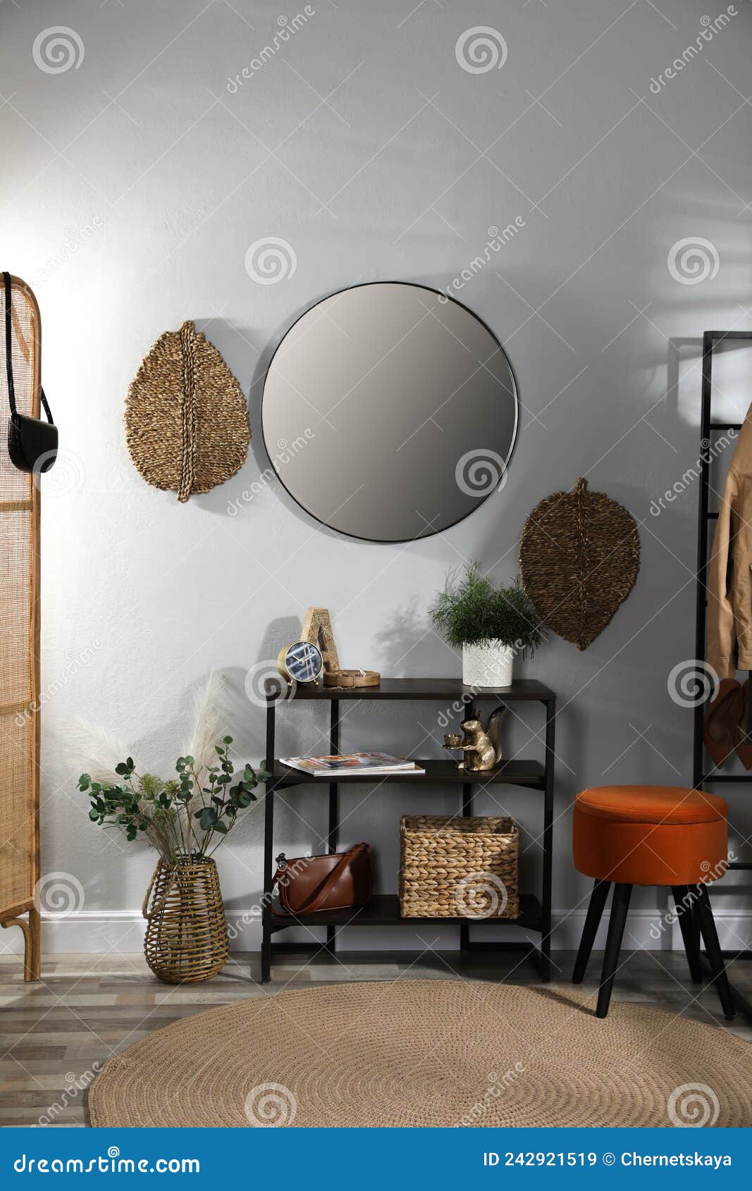 Stylish Room Interior with Console Table and Beautiful Decor Elements ...