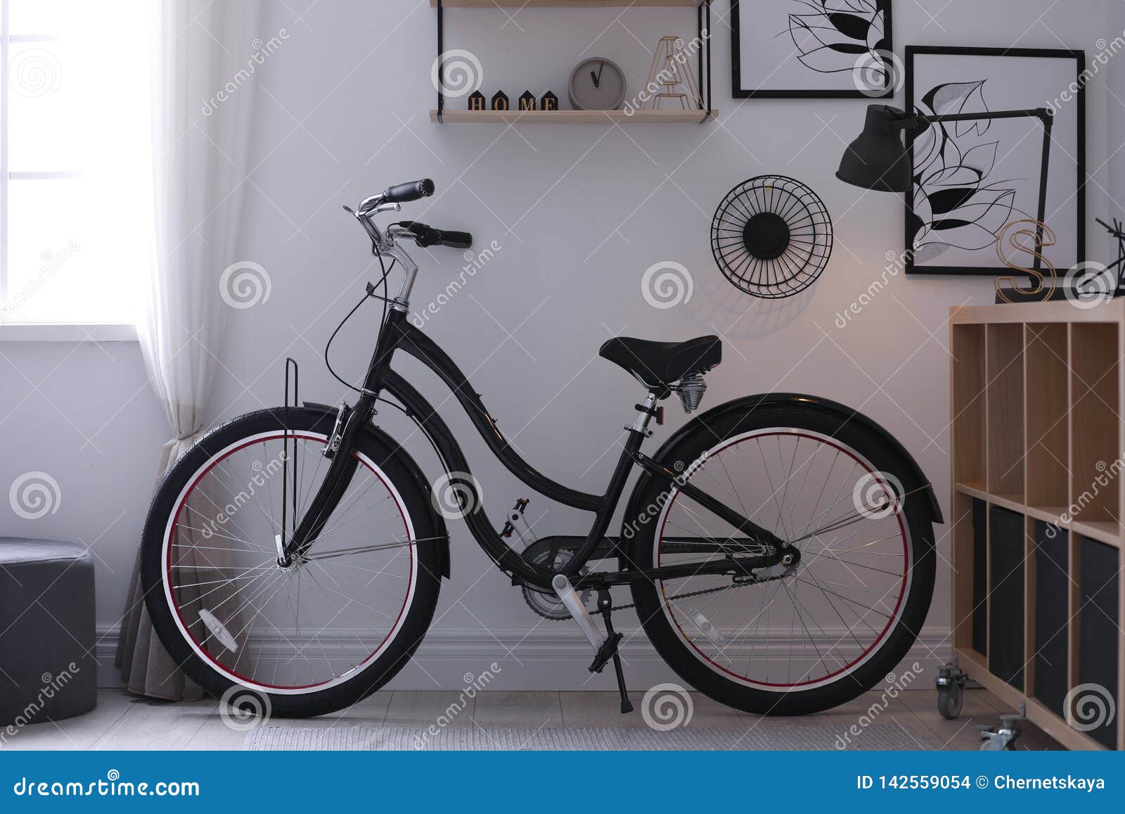 Stylish Room with Modern Bicycle. Idea for Interior Stock Photo - Image ...