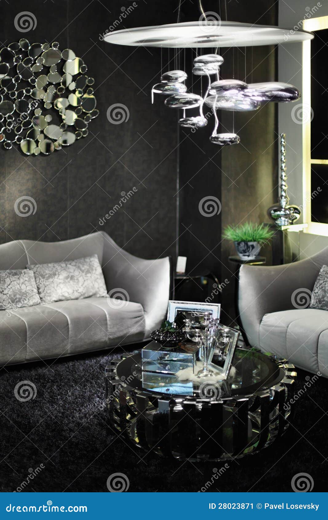Stylish Room with Sofas and Round Magazine Table Stock Image - Image of ...