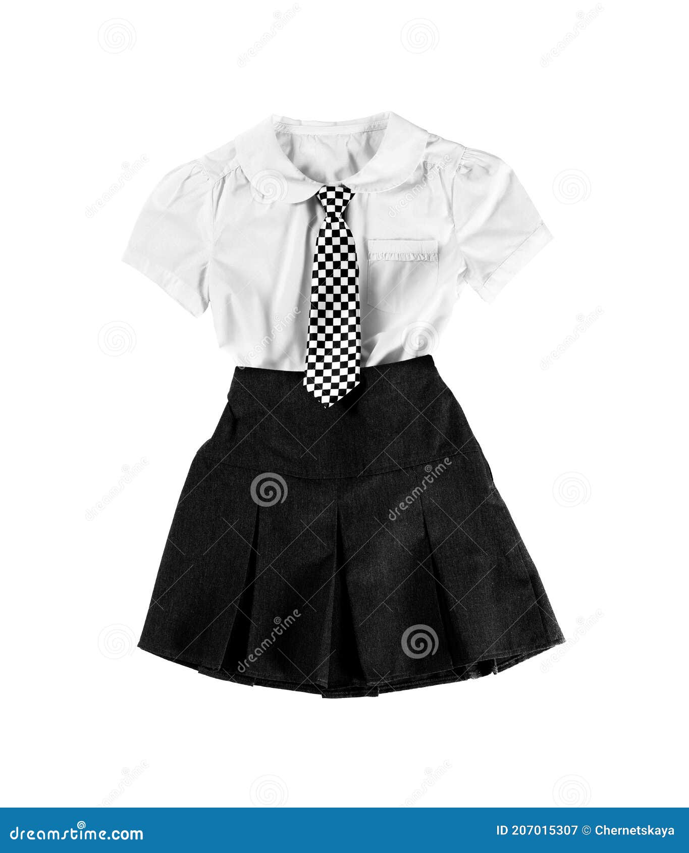 Stylish School Uniform for Girl on White Background, Top View Stock ...