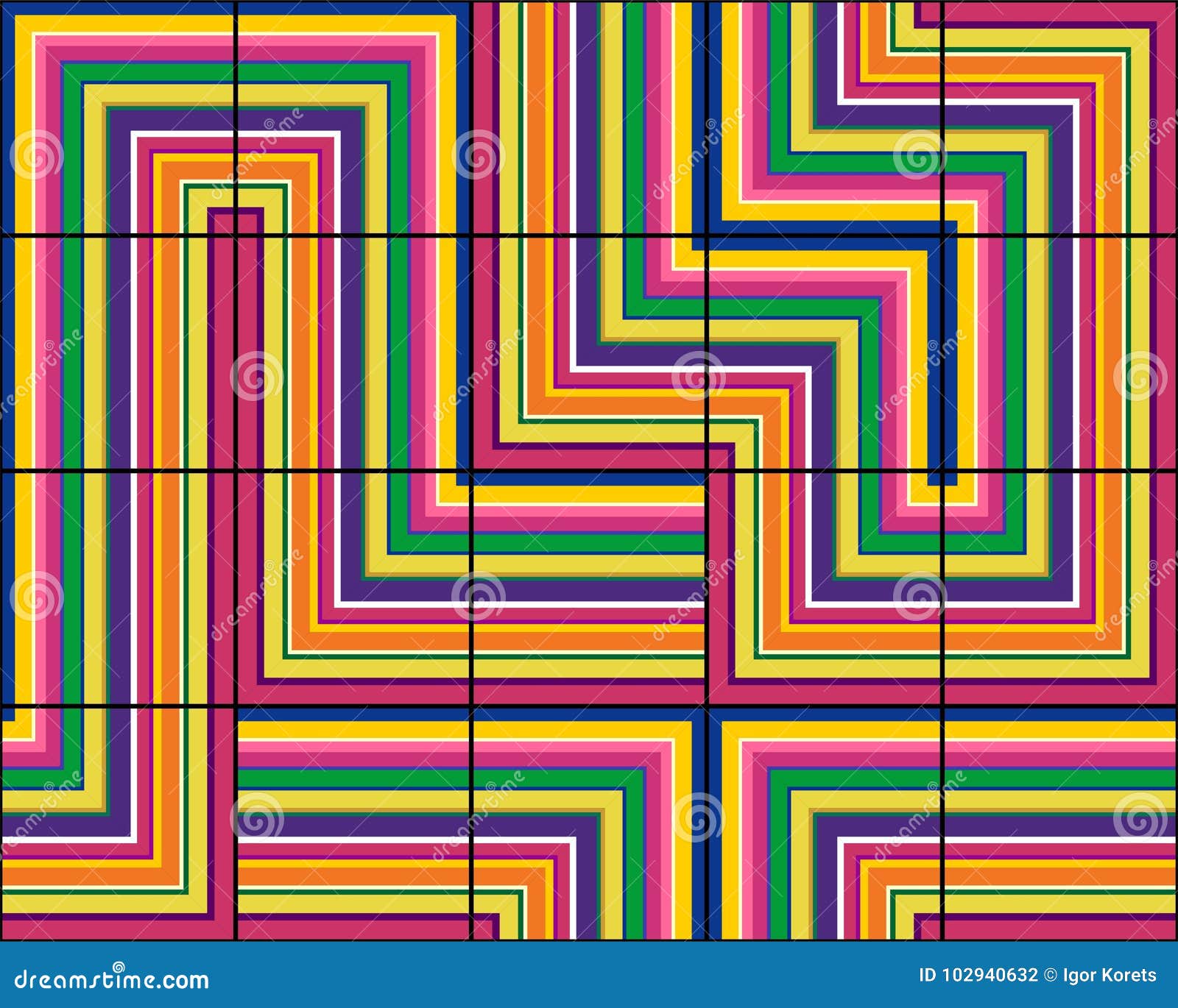 Stylish Seamless Pattern of Tiles in Multi-colored Stripes. Stock ...