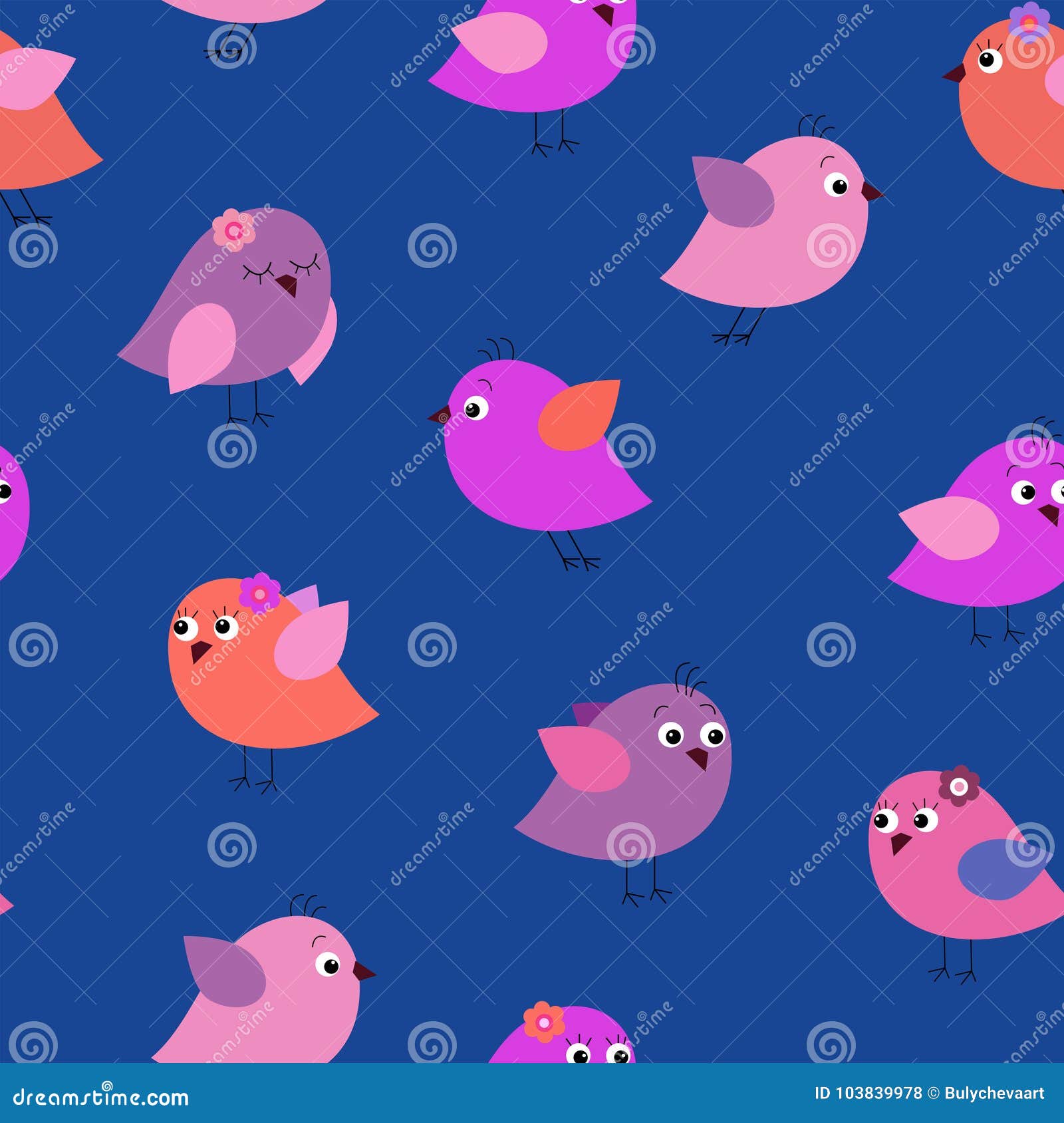 Stylish Seamless Texture with Cartoon Cute Birds Stock Vector ...