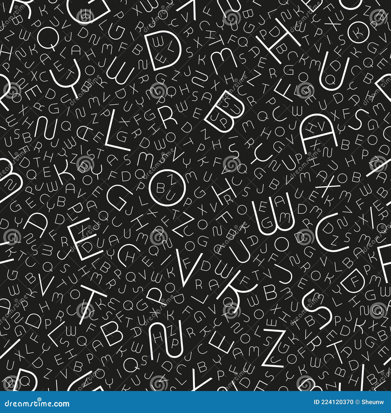 Stylish Seamless Vector Alphabet Pattern. Fashion Black and White ...