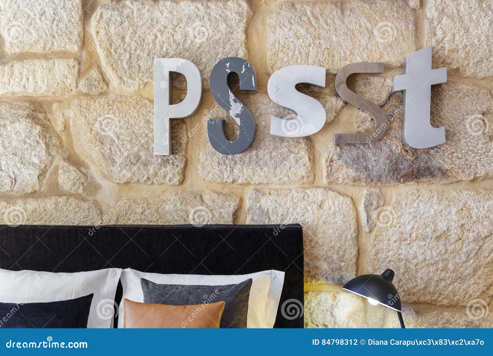 Stylish Sign Over the Bed stock photo. Image of interior - 84798312