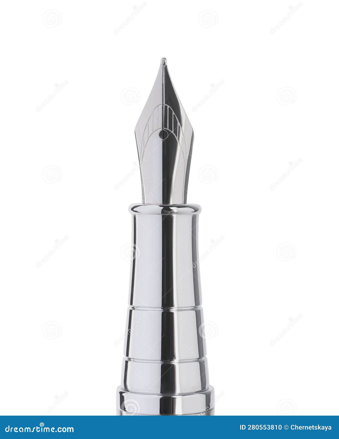 Stylish Silver Fountain Pen Isolated on White Stock Photo - Image of ...