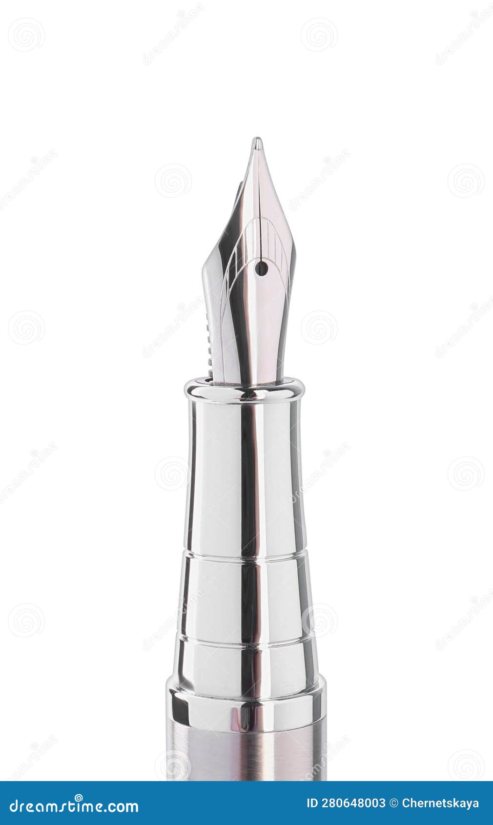 Stylish Silver Fountain Pen Isolated on White Stock Image - Image of ...